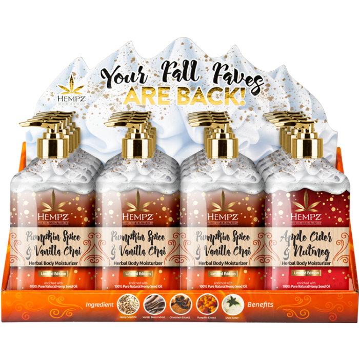Hempz Spice Rack Display 16 piece | Four Seasons - Wholesale Tanning Lotion